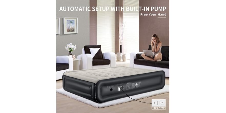 Raised Air Mattress with Built-in Pump