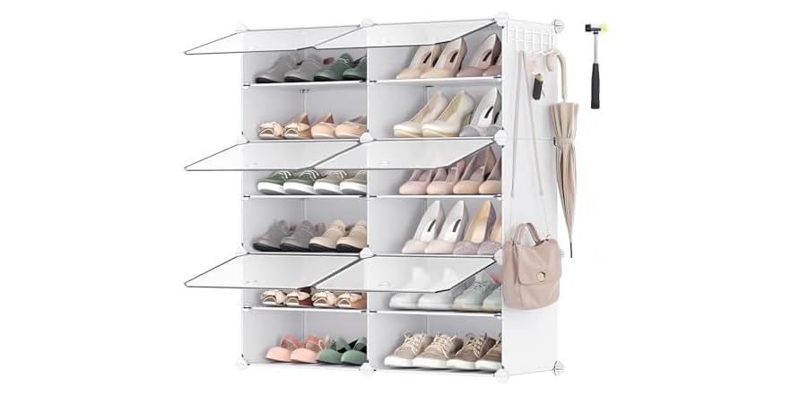 6-Tier Interlocking Shoe Rack w/Doors