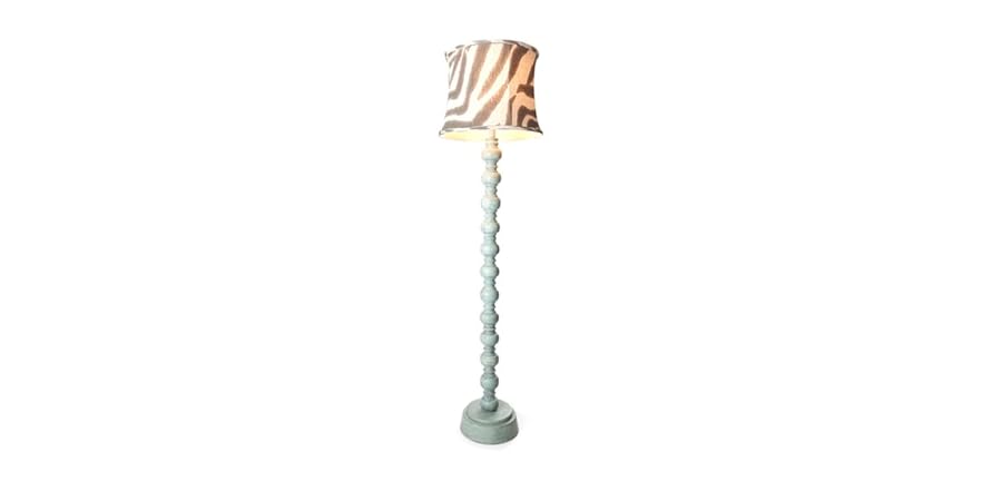 Distressed Blue Wood 63" Floor Lamp