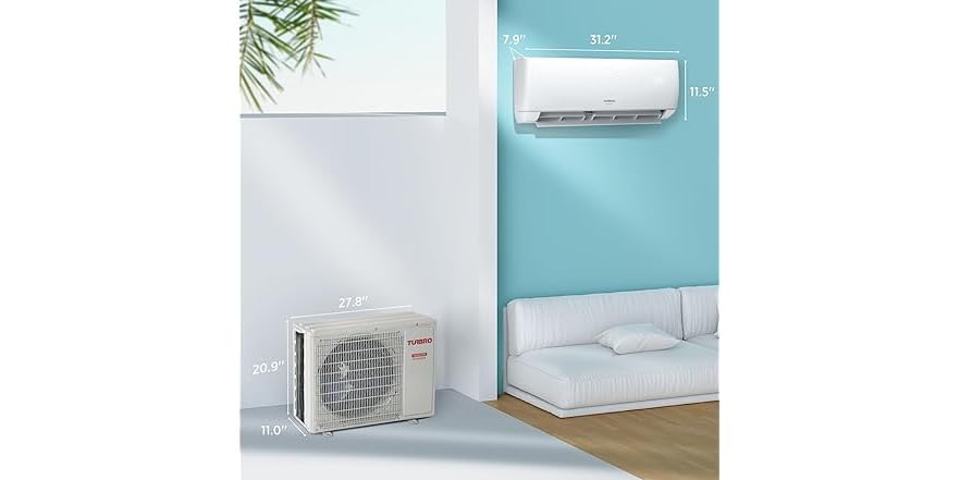 TURBRO 115V 9K BTU Ductless Mini Split AC