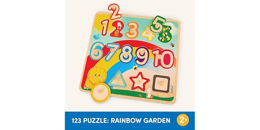 Battat- Wooden Number & Shapes Puzzle