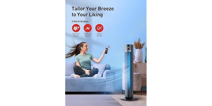 PARIS RHONE Tower Fan, 44” Standing Fan