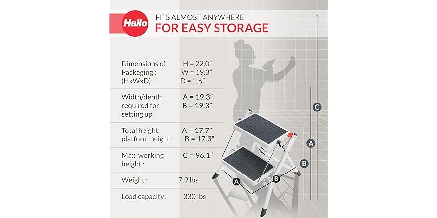 Hailo MK60 Mini (White) Steel Step Stool