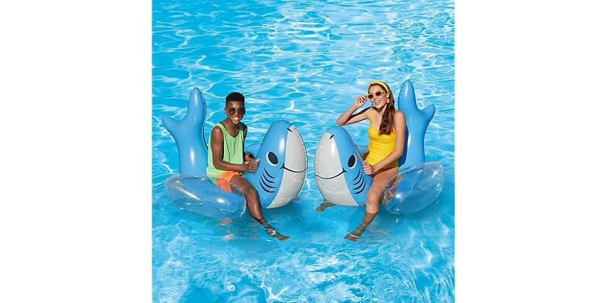 Funsicle Surfin’ Shark Pool Play Inflatable Ride-Ons, Kids & Adults