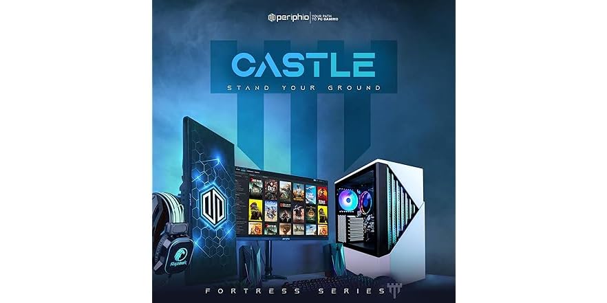 Periphio Castle Gaming PC AMD Ryzen 5 5600G Elite 4-in-1 Gaming Bundle