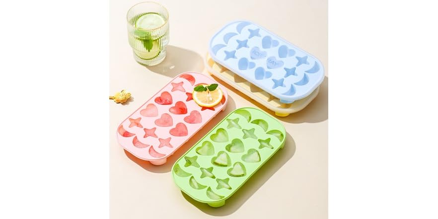 3-Pack Ice Trays (Pink/Green/Blue)