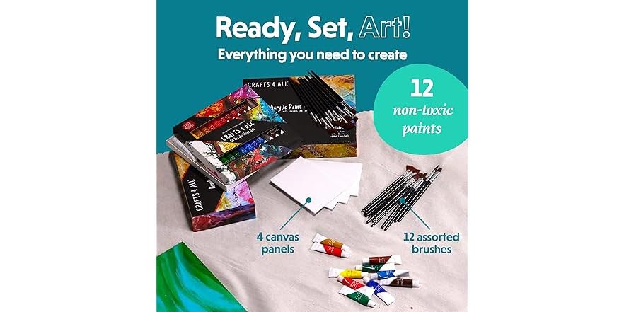 28 Piece Acrylic Paint Set Kit (2 Pack)