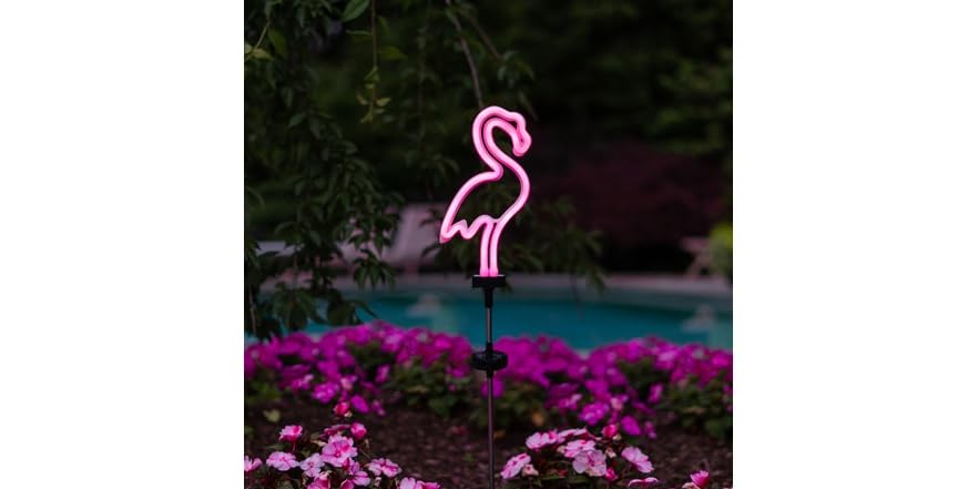 Solar Neon LED Flamingo Stake Light