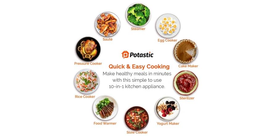 Potastic 6Qt 10-in-1 Electric Pressure Cooker