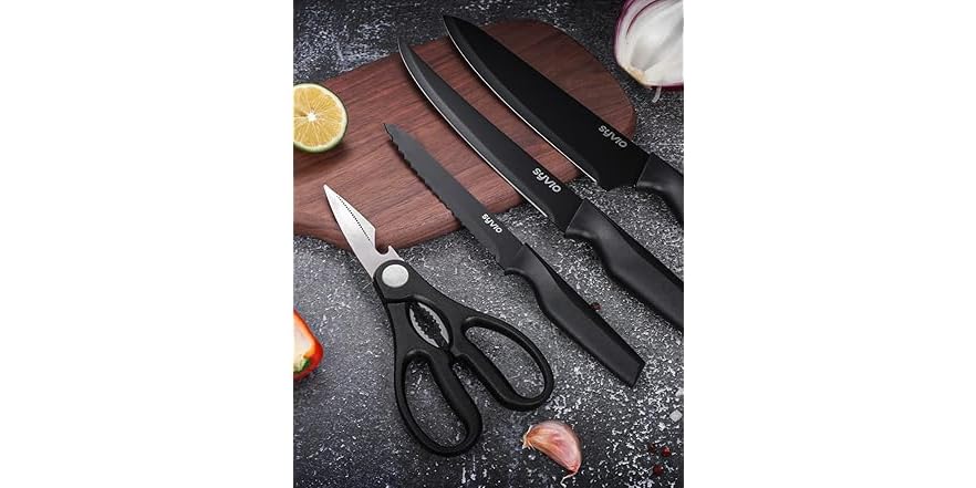 Syvio 15 Pcs Kitchen Knife Set Block