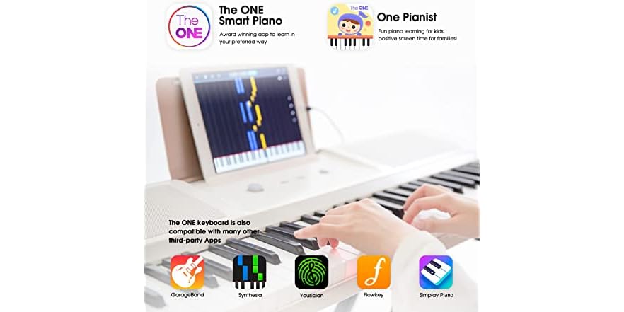 The ONE Smart Piano Keyboard with Lighted Keys, Onyx Black