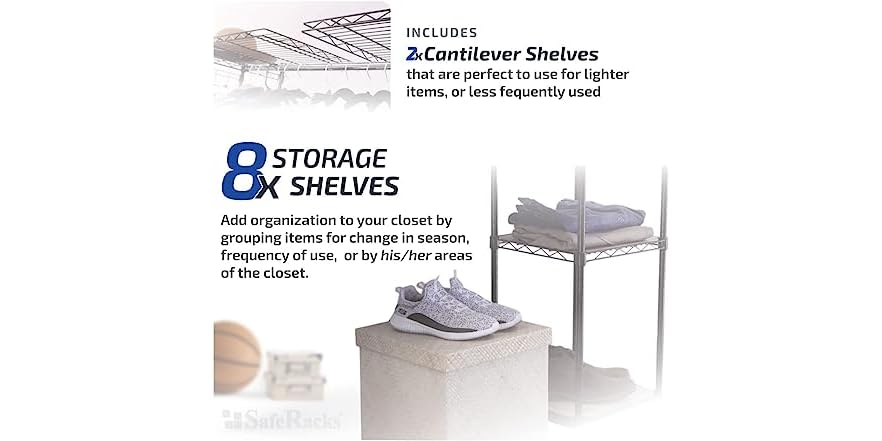 MonsterRax Expandable Clothing Rack, 14in x 72in