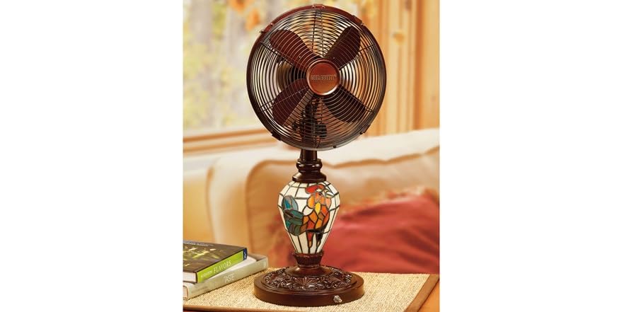 Mosaic Glass Fan/Lamp - Rooster