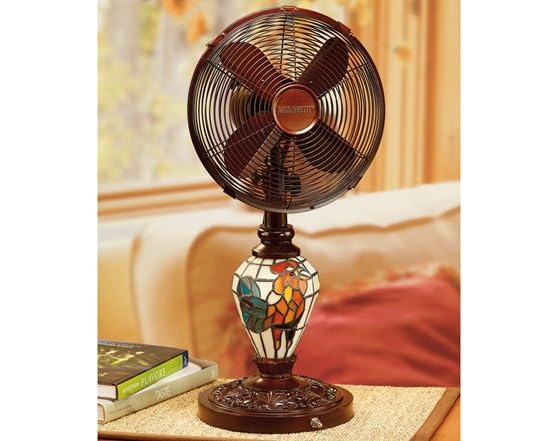 Mosaic Glass Fan/Lamp - Rooster