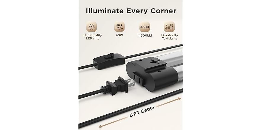 Sunco Linkable LED Utility Shop Light, 4500 LM, 5000K Dayli (Open Box)