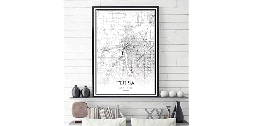 Tulsa Black and White Minimalist Art