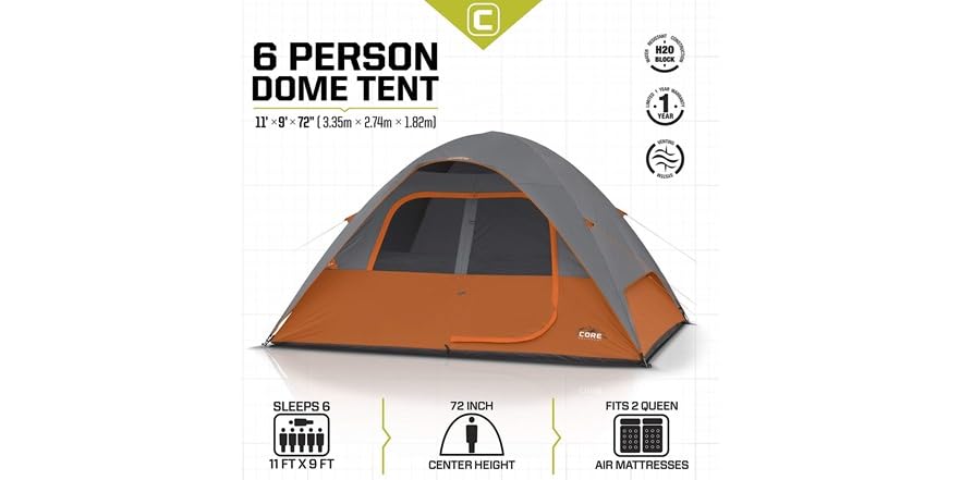 CORE Dome Tents - 4 or 6 Person