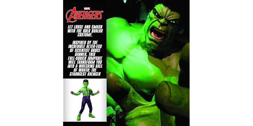Marvel Boys Deluxe Hulk Costume, Small
