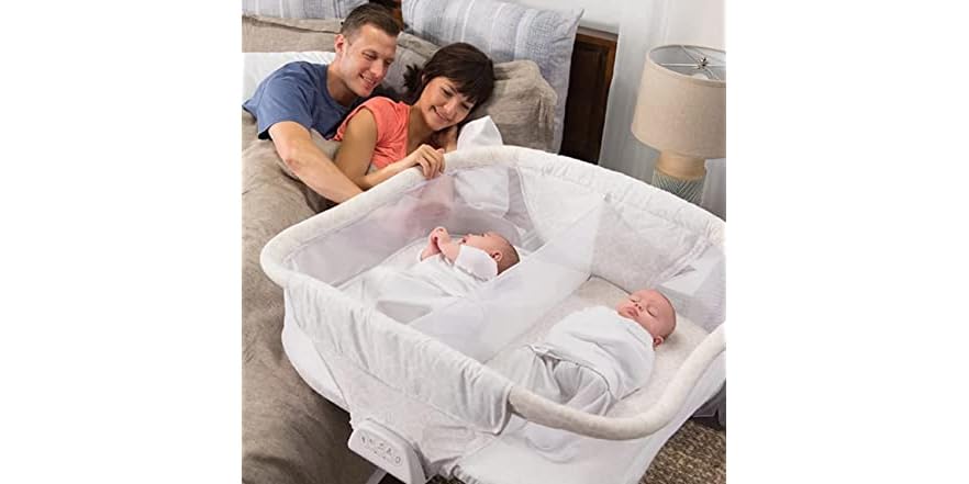 HALO BassiNest Twin Sleeper, Bedside Double Bassinet, Adjust (Open Box)