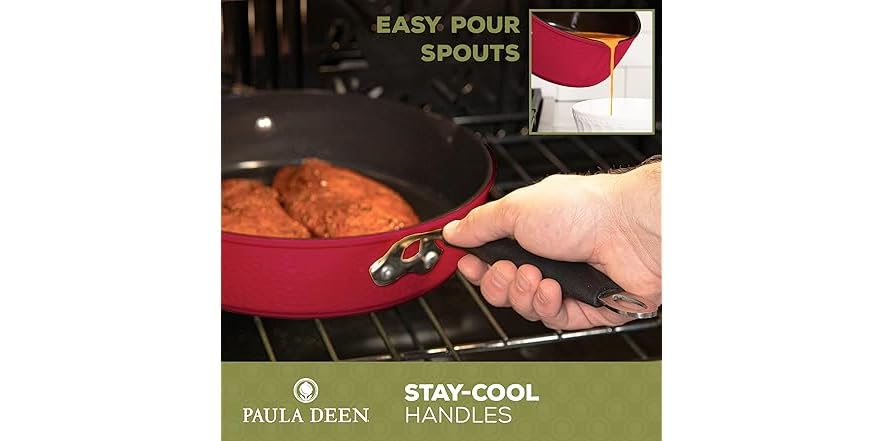 Paula Deen DFCW12RR 14 Piece Cookware Set Ruby Red (Open Box)