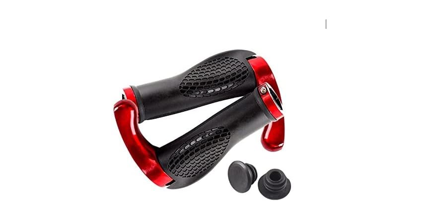 Bicycle Handlebar Grips Ring Clamps Red