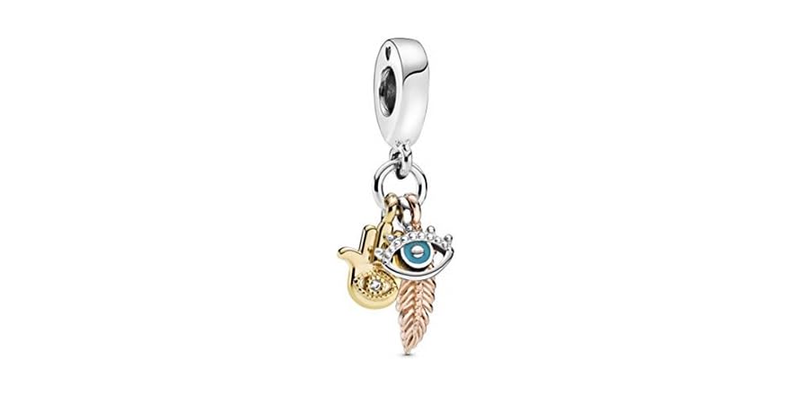 Pandora 768785C01 Hamsa, All-seeing Eye & Feather Shine