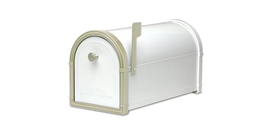Bellevue Mailbox, White with White Bronze
