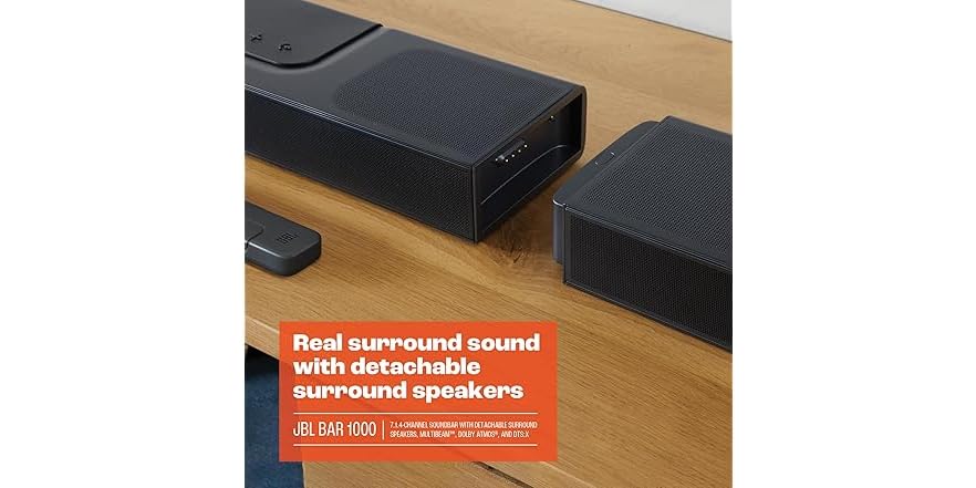 (NEW) JBL Bar 1000: 7.1.4Ch Soundbar with Detachable Surround Speakers
