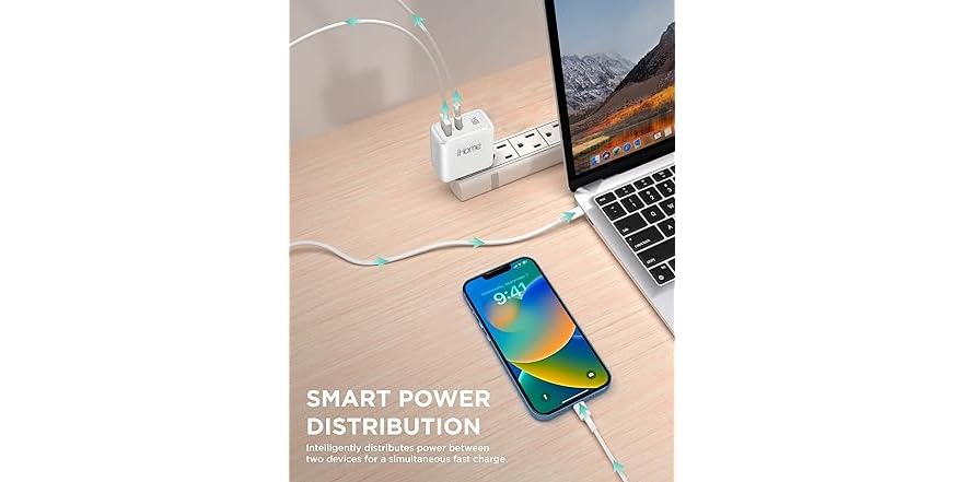 iHome 65W GaN Charger: Dual Port Univers