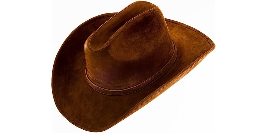 Suede Leather Cowhide Hat, (Small) Dark Brown, 7