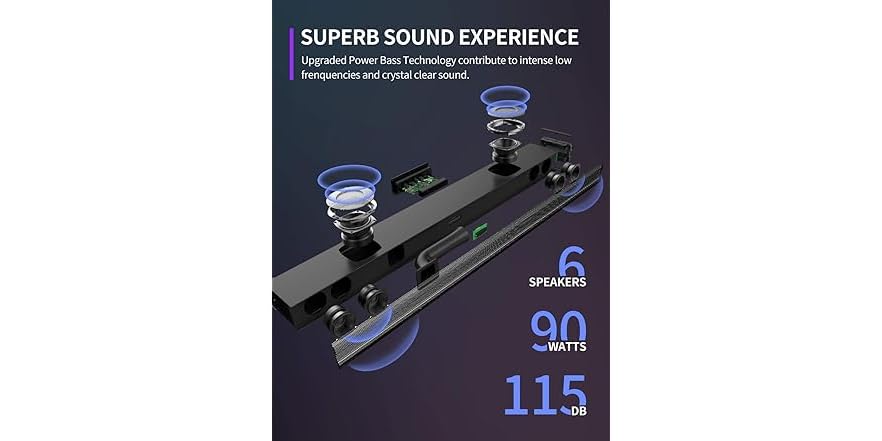 VMAI HD-019 38 Inch 2.1 SoundBar with Dual Built-in Subwoof (Open Box)