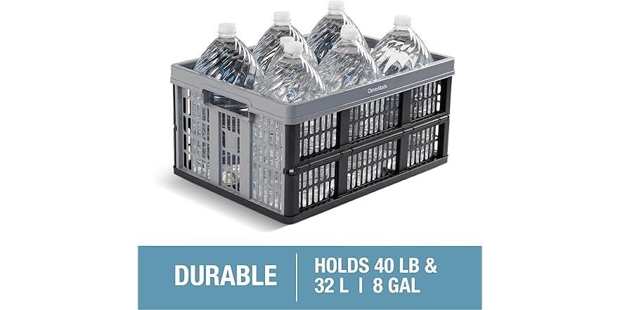 CleverMade Collapsible Utility Crate, Stone, 1PK