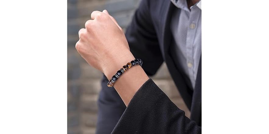 5 Pack Men's Stone Bracelet with Box