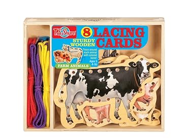 Farm Animals Wooden Lacing Cards