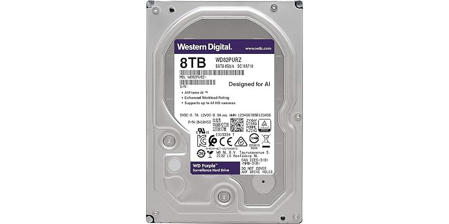 Western Digital X0033KA6H7 Western Digital 8TB WD Purple (Open Box)