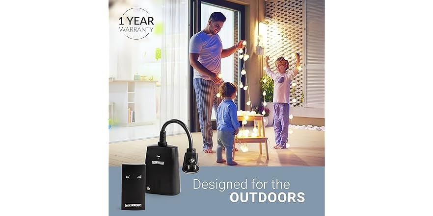 BLACK+DECKER 2pk Wireless Outdoor Outlet w/ Remote