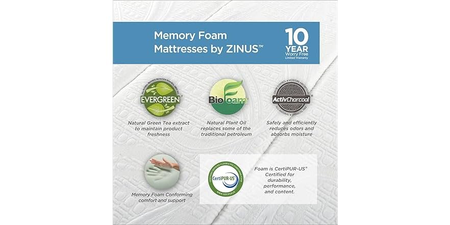 Zinus Night Therapy Foam 8", Queen