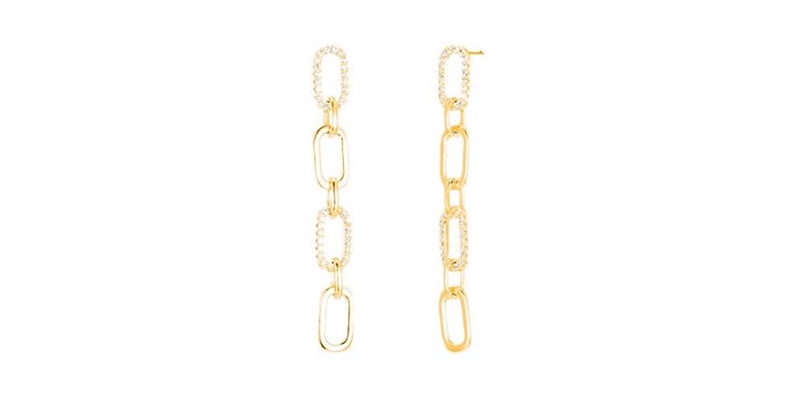 S Silver Alt CZ Paperclip Earrings