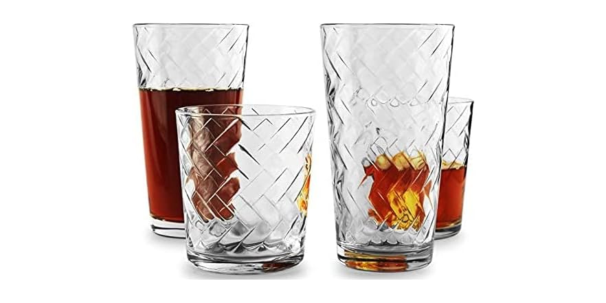 Circleware Chevron Huge 12-Piece Glassware Set