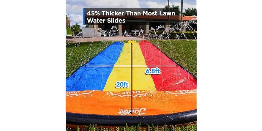 20ft 3 Lane Slip Splash and Slide