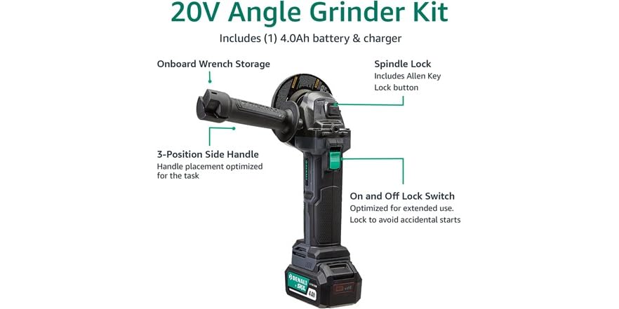 Denali by SKIL 20V Cordless Angle Grinder Kit