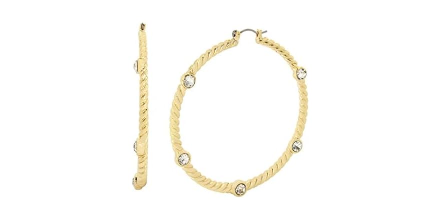Steve Madden Stone Rope Hoop Earrings