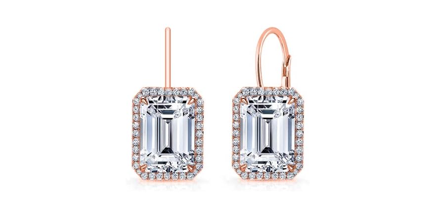 Emerald Cut Leverback Earrings