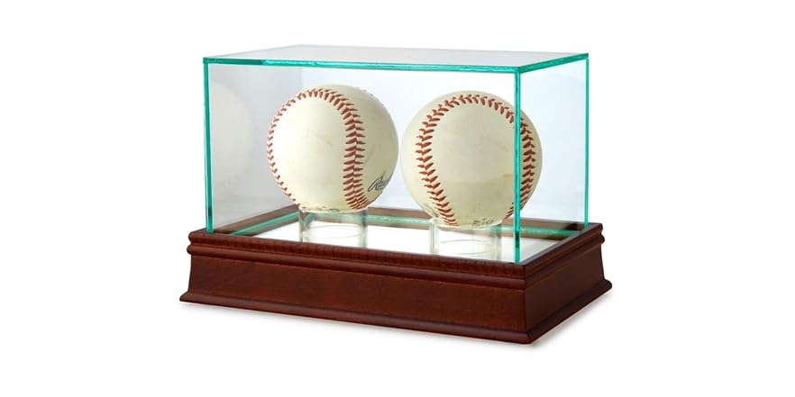 Double Baseball Glass Display Case