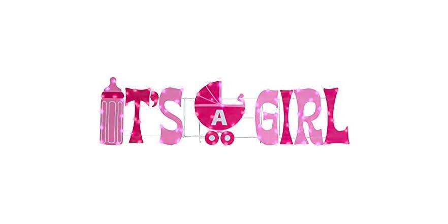 IT’S A Girl Pink Lighted Yard Sign