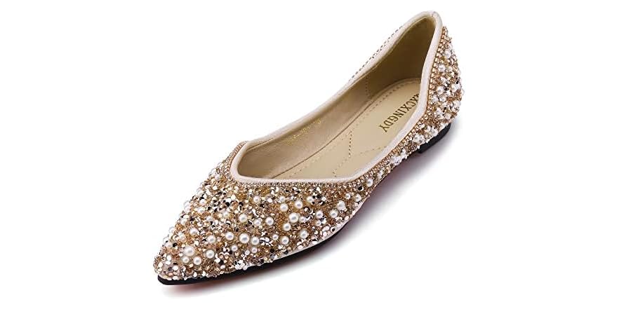 Women's Rhinestone Pointed Toe Flats (Open Box)