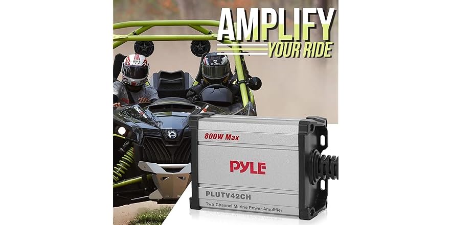 Pyle 800W 4" Waterproof Marine Speakers with Amplifier