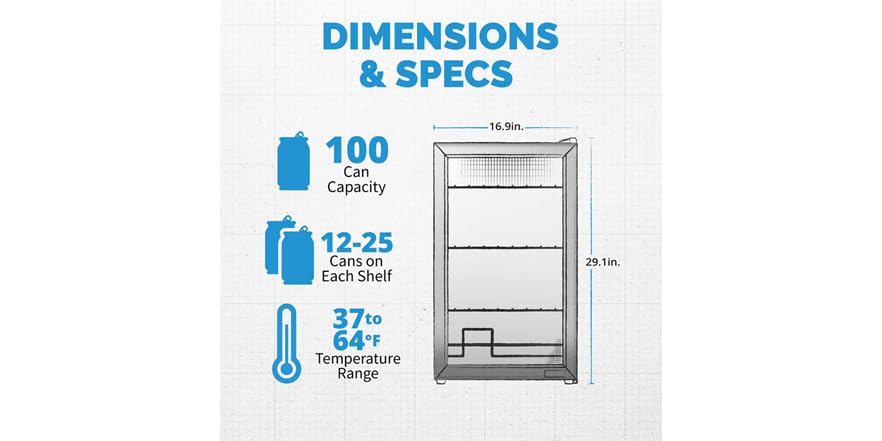 100 Can Mini Freestanding Beverage Fridge