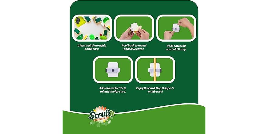 (2 Count) SCRUBIT Mop and Broom Holder Wall Mount