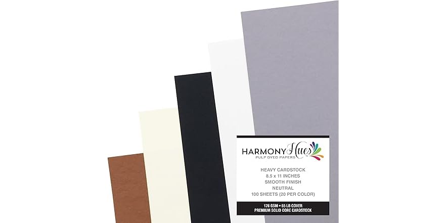 Cardstock 8.5x11 Pack, 100 Neutral Sheets
